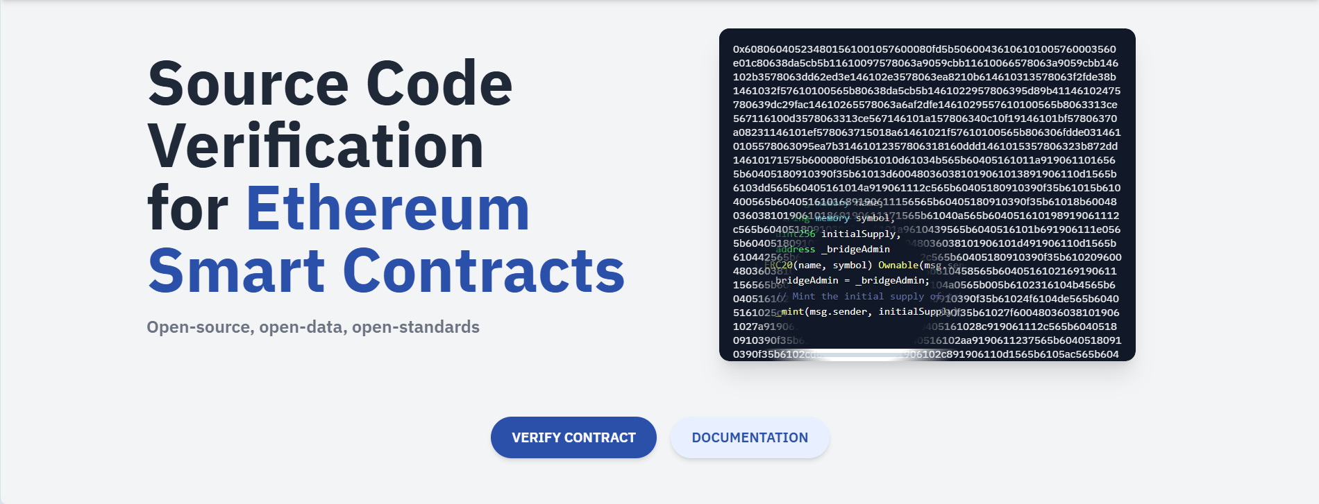Smart contract verification & metadata publishing tool